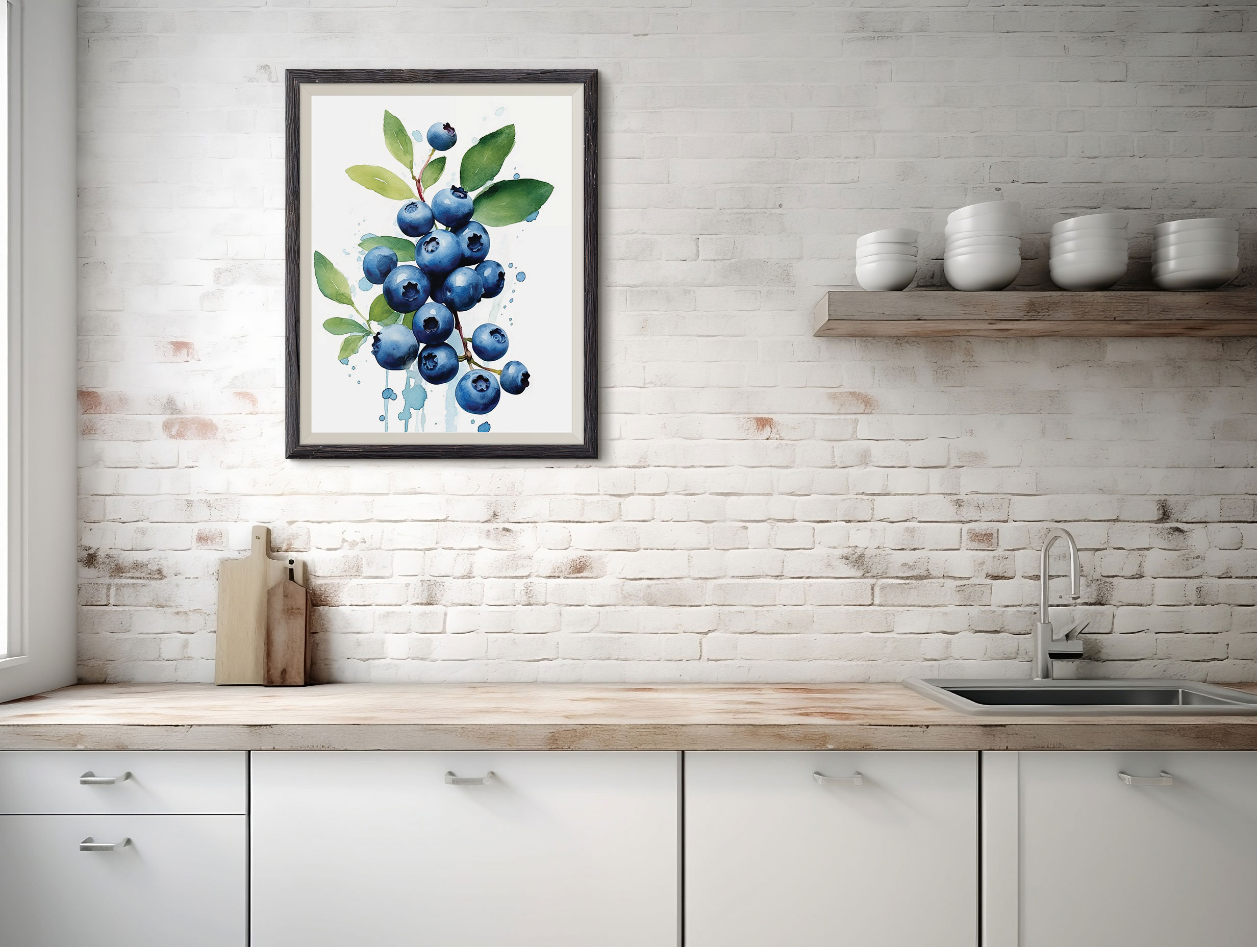 Blueberry Watercolor Art Print. Blueberries. Blueberry Home Decor ...