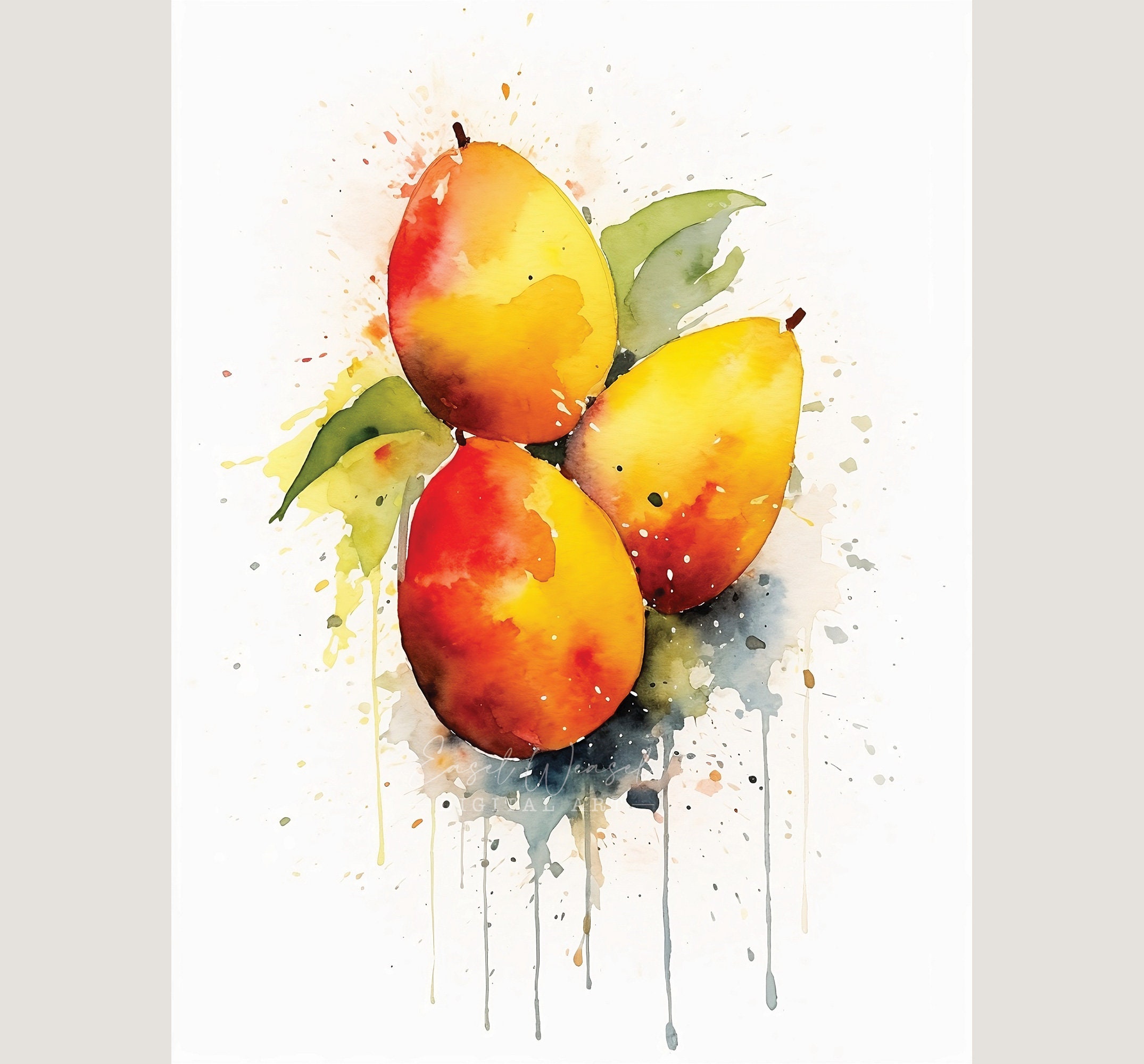 Mango Watercolor Art Print. Mangoes. Mangos. Mango Wall Art. - Etsy