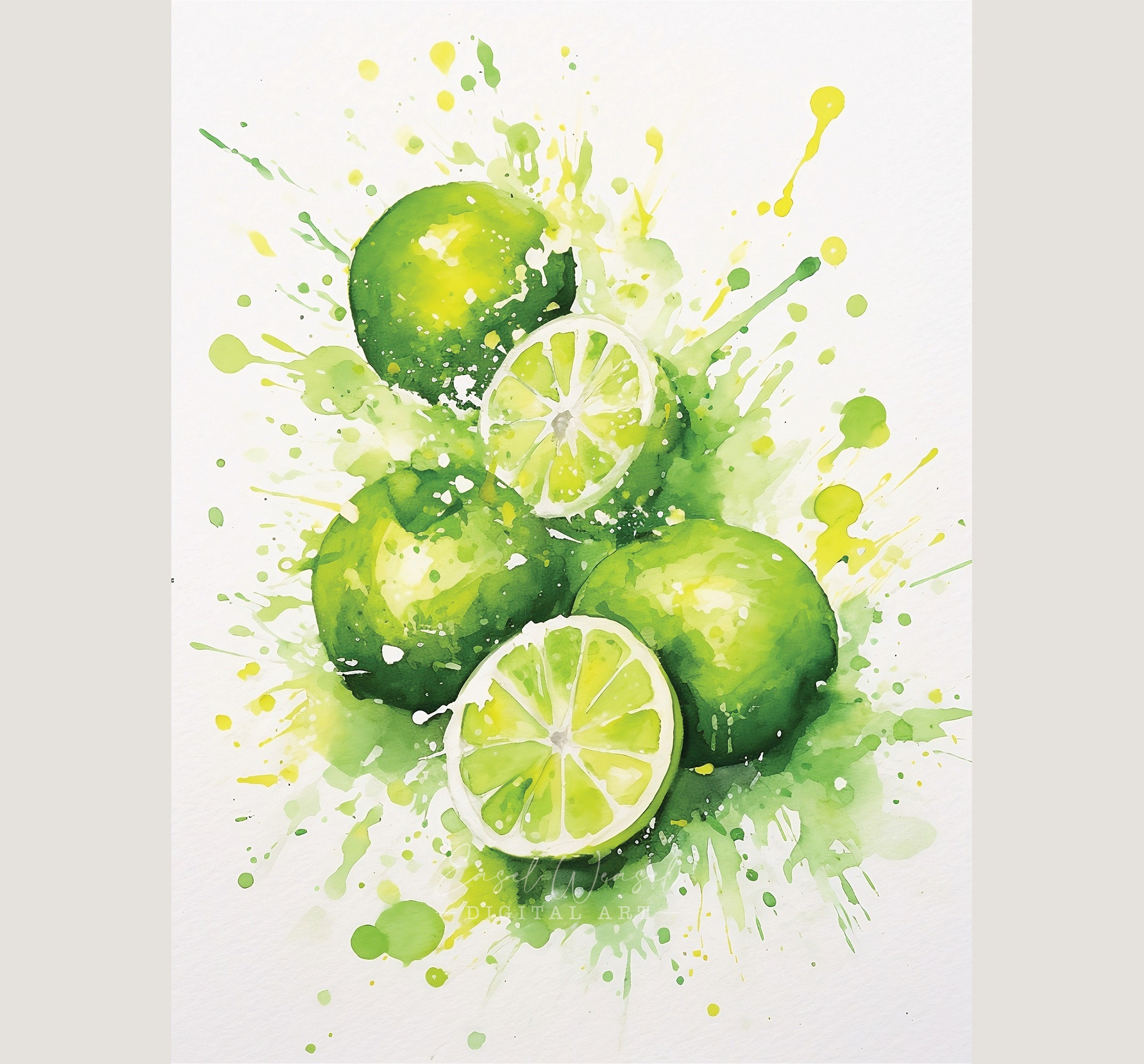 Lime Watercolor Art Print. Lime Wall Art. Lime Kitchen Art. Lime Home ...