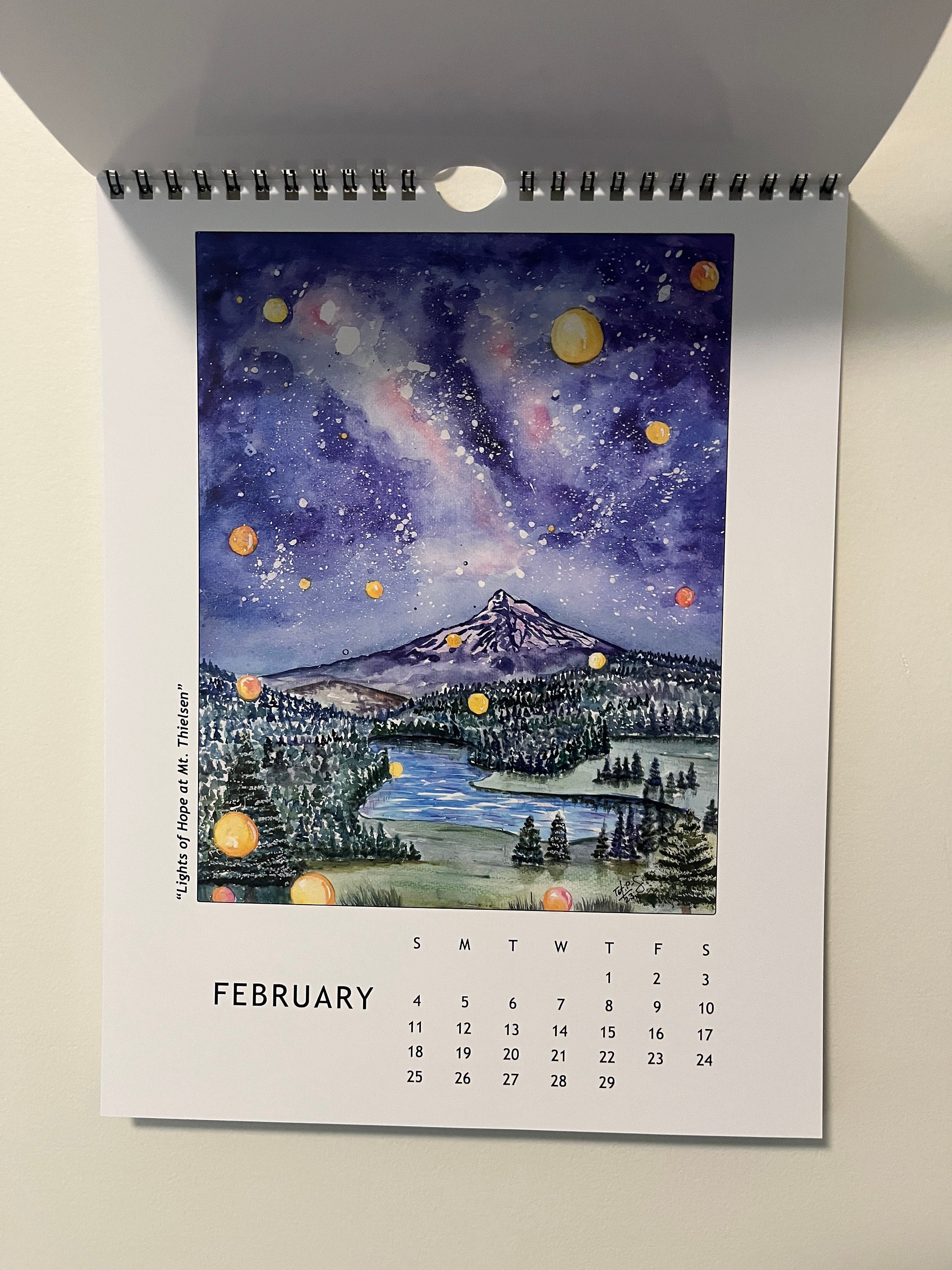 2025 Wall Calendar Watercolor Mountains Vertical 8,5x11 Hanger ...