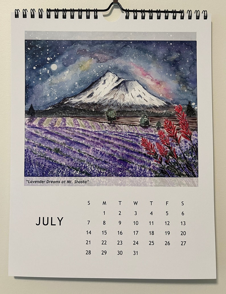 2025 Wall Calendar Watercolor Mountains Vertical 8,5x11 Hanger ...