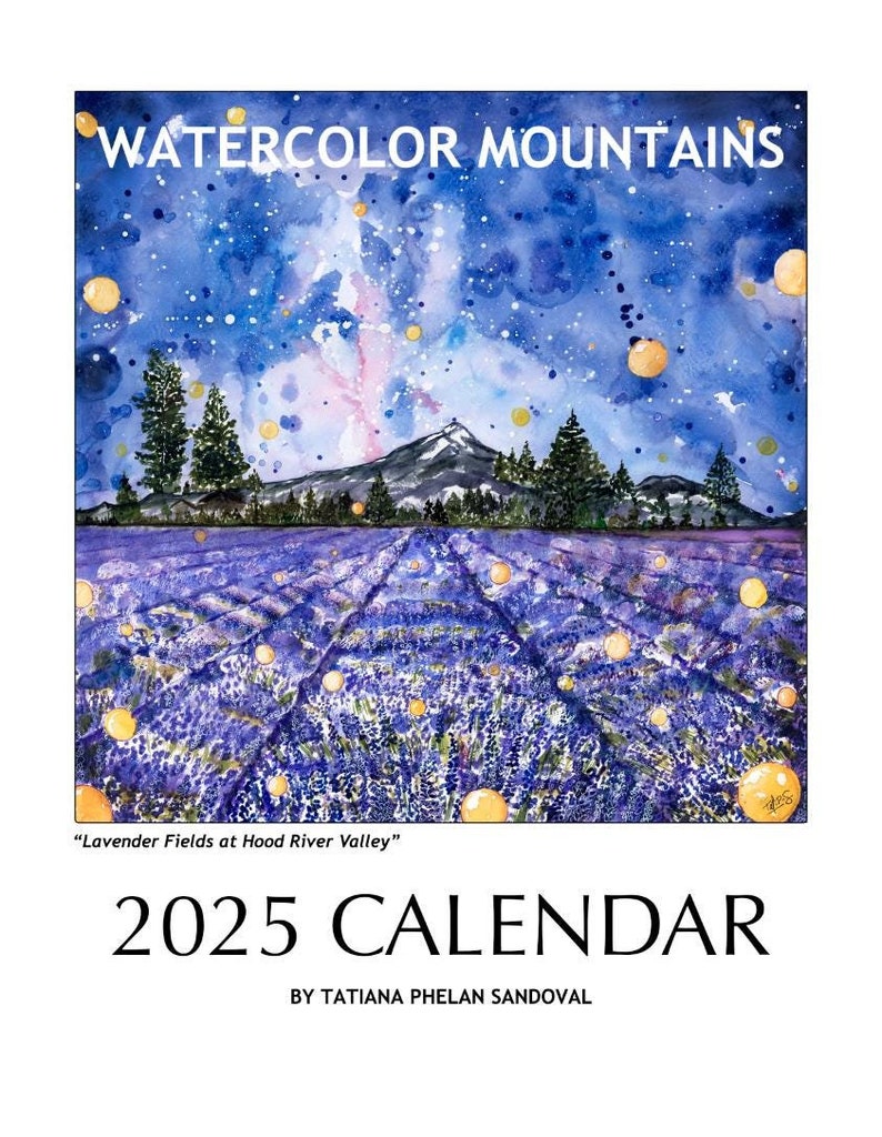 2025 Wall Calendar Watercolor Mountains Vertical 8,5x11 Hanger ...