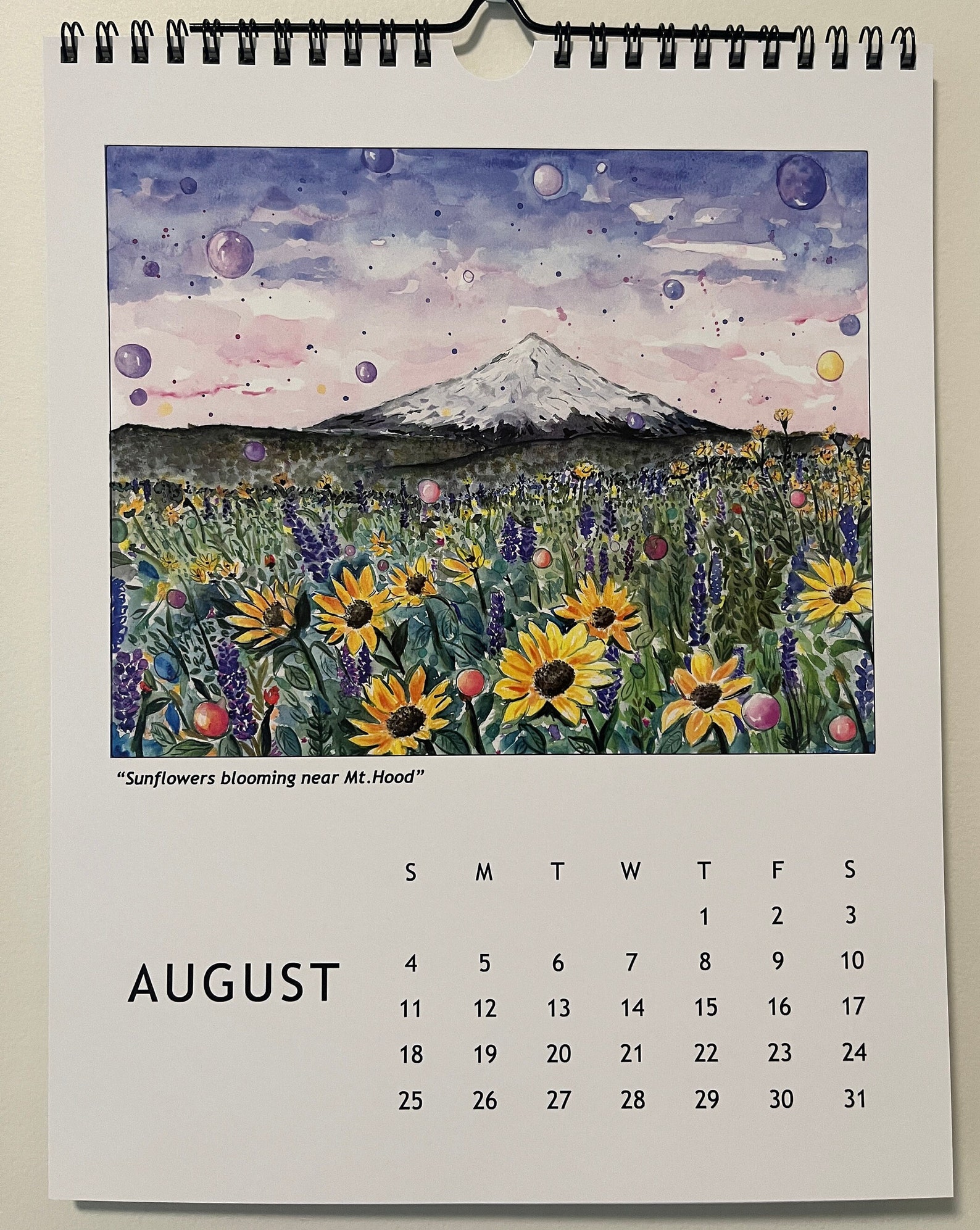 2025 Wall Calendar Watercolor Mountains Vertical 8,5x11 Hanger ...