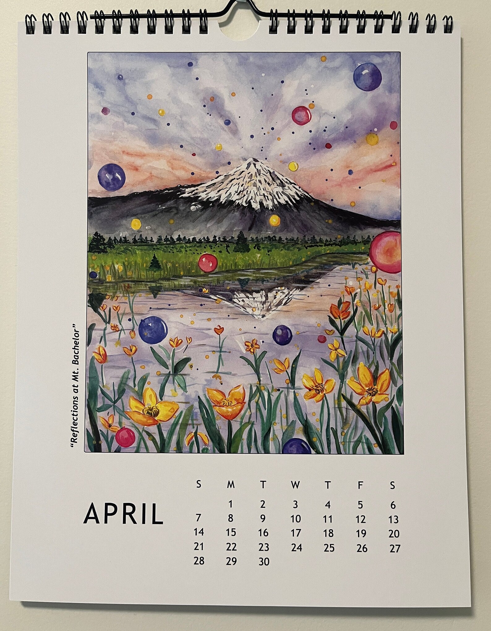 2025 Wall Calendar Watercolor Mountains Vertical 8,5x11 Hanger ...