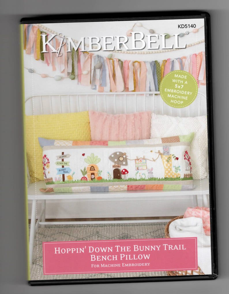 Kimberbell Hoppin' Down the Bunny Trail Bench Pillow Machine Embroidery ...