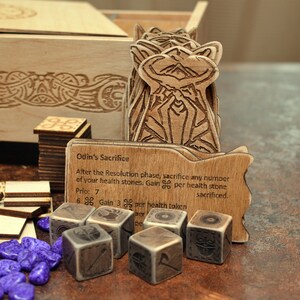 Orlog Game Set 40 Gods, 40 Tokens, 30 Stones, 12 Dice, 1 Wooden Box ...