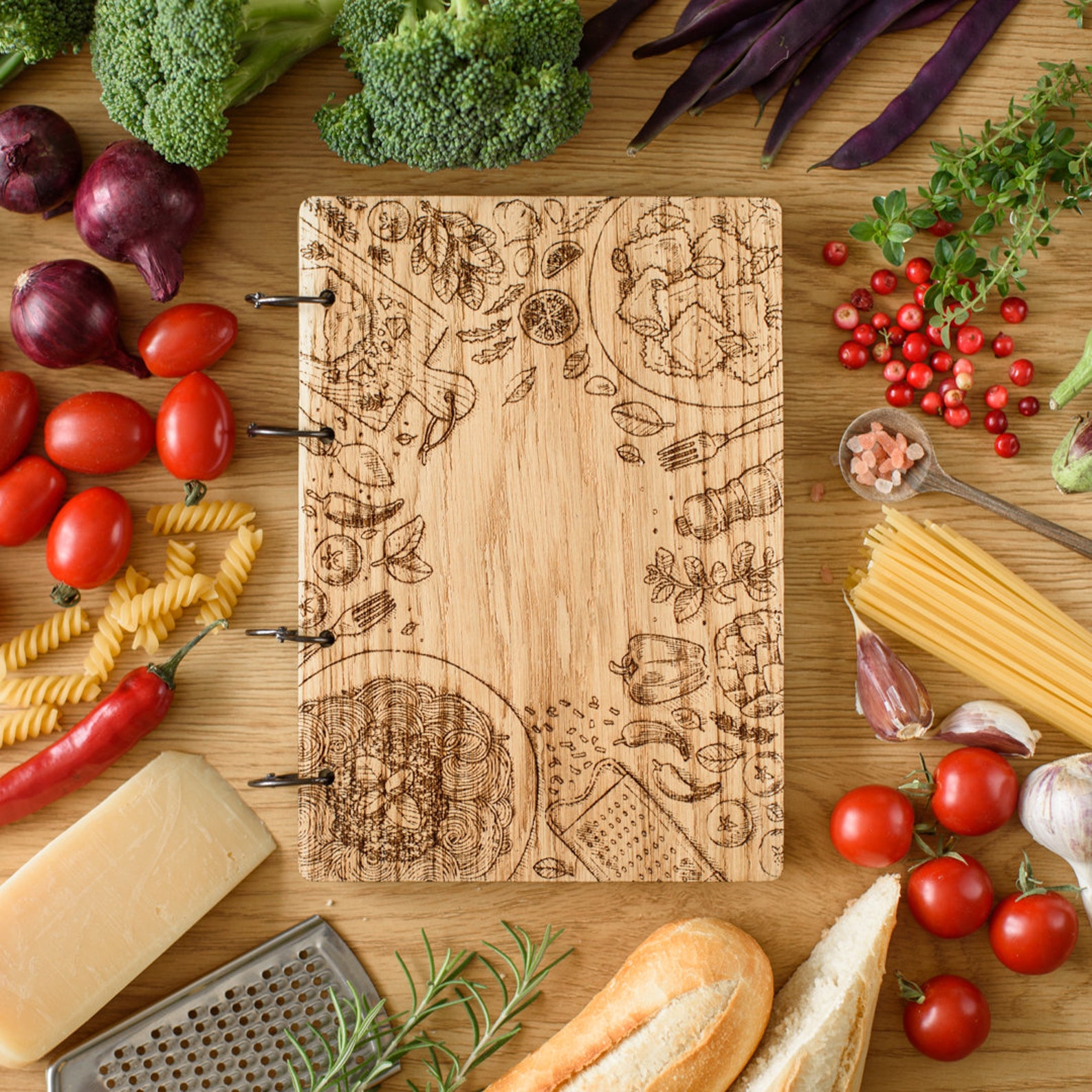 Recipe Book With Dividers Personalized Wooden Recipe Book - Etsy