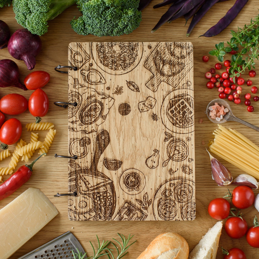 Personalized Wooden Recipe Book Binder Custom Journal Cookbook - Etsy