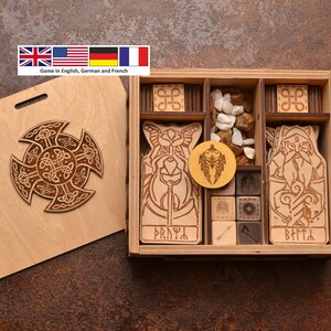 Orlog Game Set 12 Dice, 20 Gods, 30 Tokens, 30 Stones, 1 Wooden Box ...