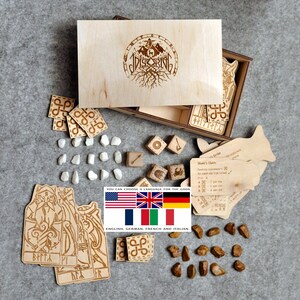 Orlog Game Set 20 Gods, 12 Dice, 30 Tokens, 30 Stones, 1 Wooden Box ...