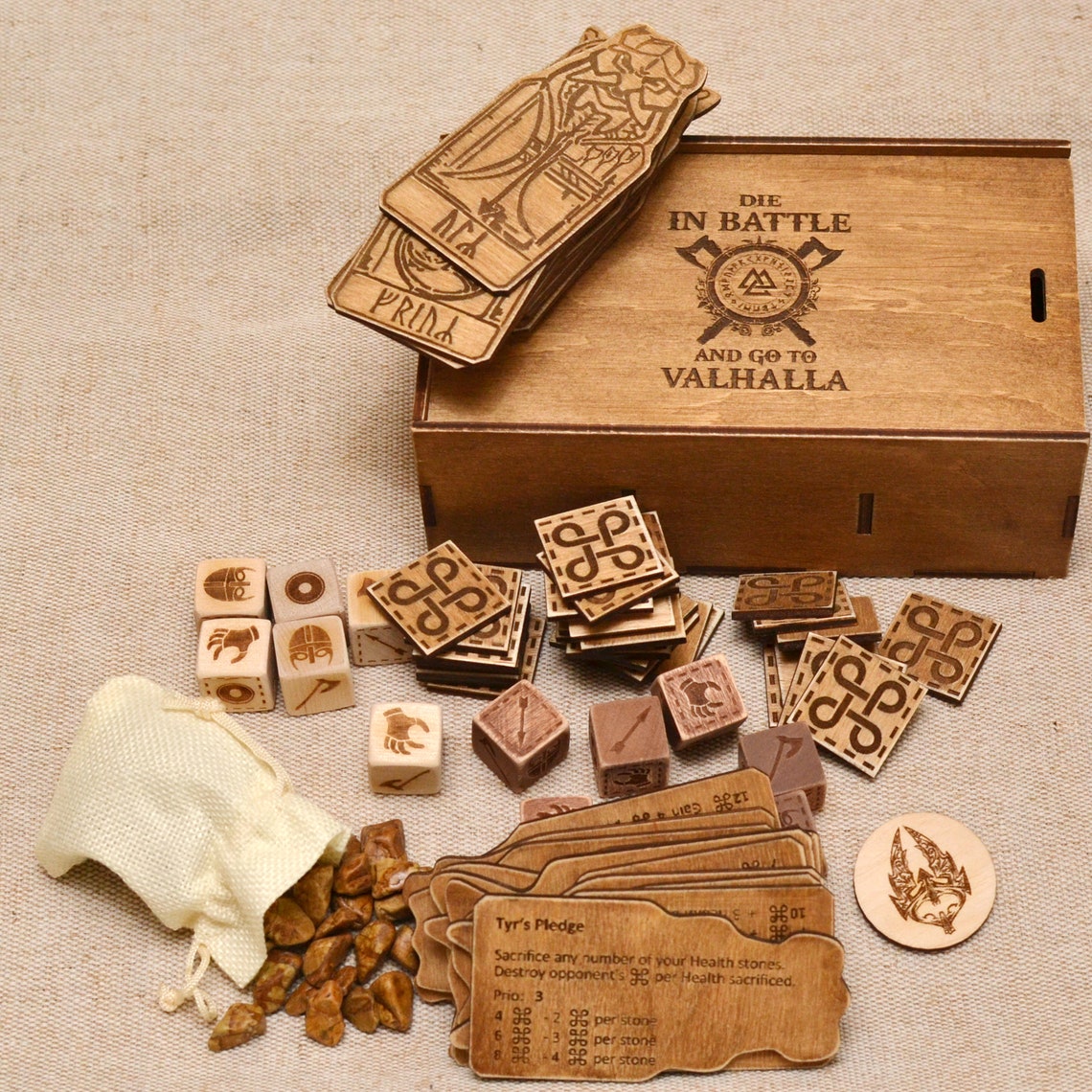 Orlog Game Set 20 Gods 12 Dice 30 Tokens 30 Stones 1 - Etsy