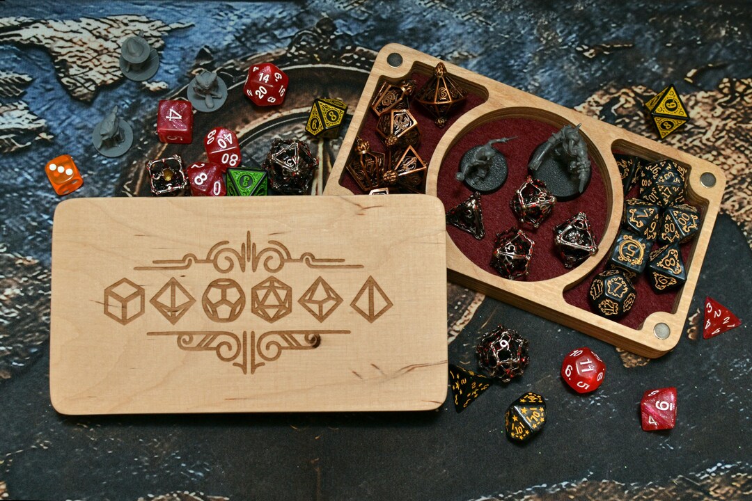 Mini Dnd Dice Box & Tray With Custom Magnetic Lid, Dungeon's ...