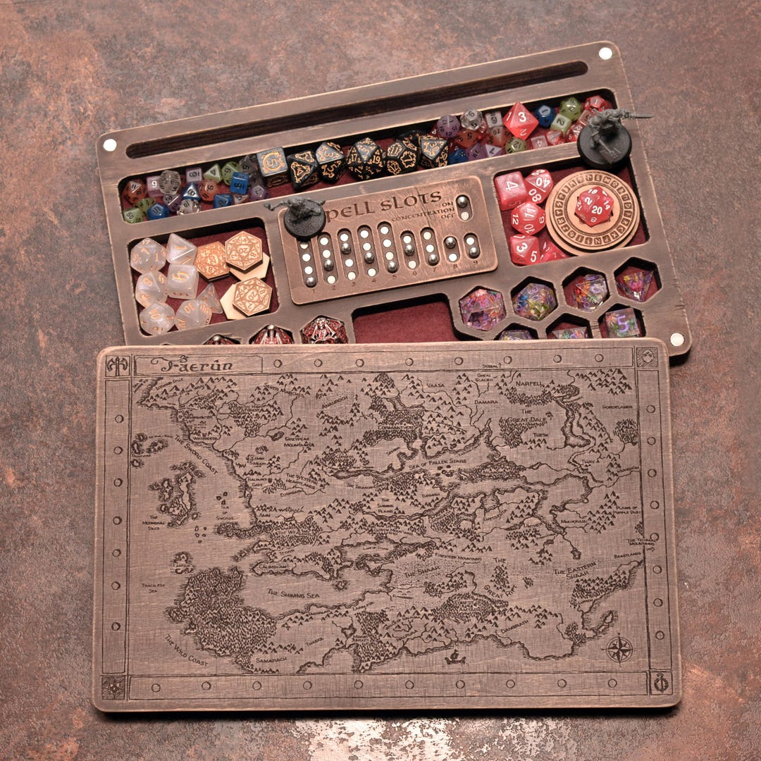 Dnd Box and Tray. Personalized Dice Box With Magnetic Spell Slot ...