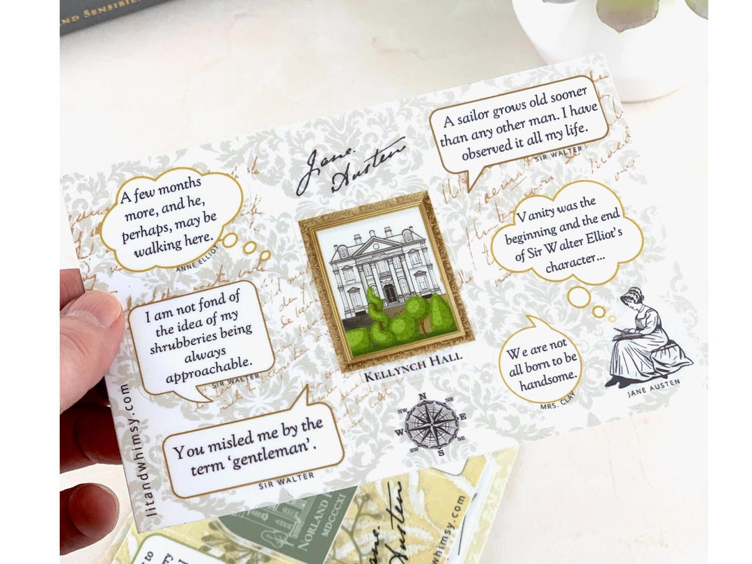 Jane Austen Persuasion Sticker Sheet, Bookish Stationery Gift for ...