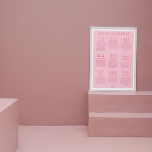 Angel Numbers Pink Poster, Aesthetic Decor, Printable Wall Art Pink ...