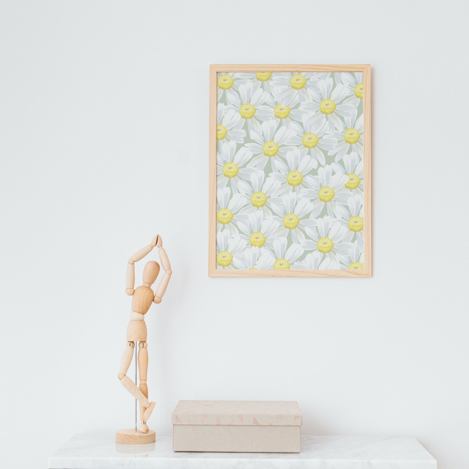 Preppy Daisy Print Sage Green Wall Art Flower Art Floral - Etsy