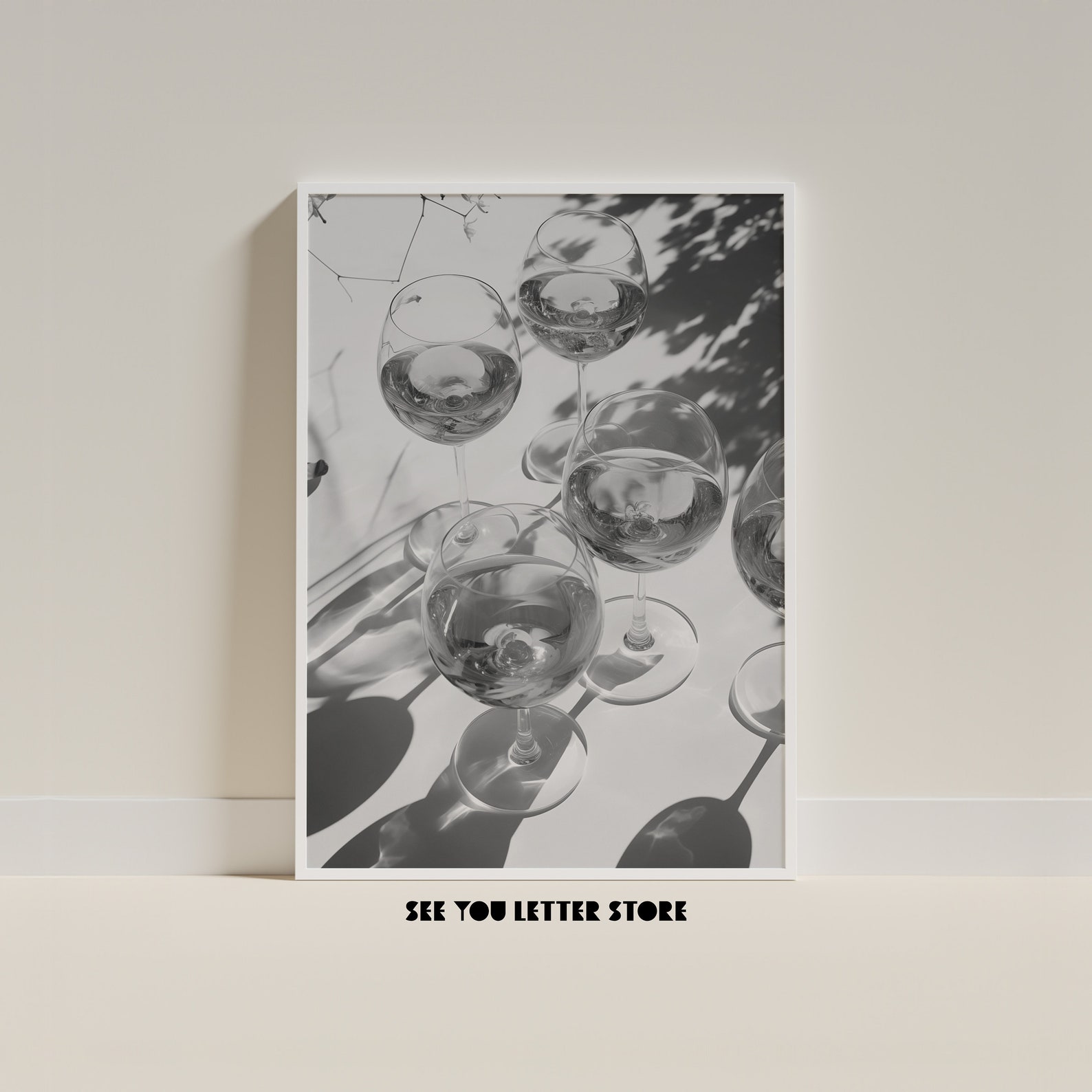 Aesthetic Wine Glass Print, Printable Wall Art, Bar Cart Wall Art ...
