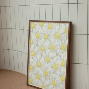 Preppy Daisy Print, Sage Green Wall Art, Flower Art, Floral ...