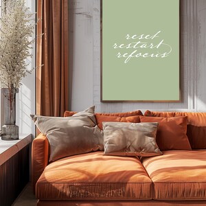 Motivational Quote Poster - Reset Restart Refocus - Sage Green ...