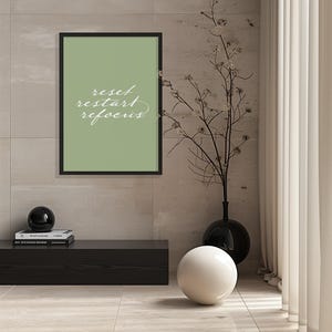 Motivational Quote Poster - Reset Restart Refocus - Sage Green ...