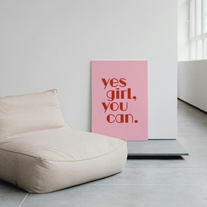 Yes Girl You Can Printable Wall Art, Positive Quote, Female Empowerment ...