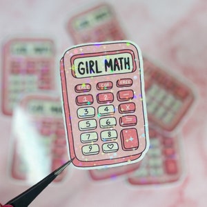 Girl Math Pink Calculator Sticker: Holographic Vinyl Decal - Etsy