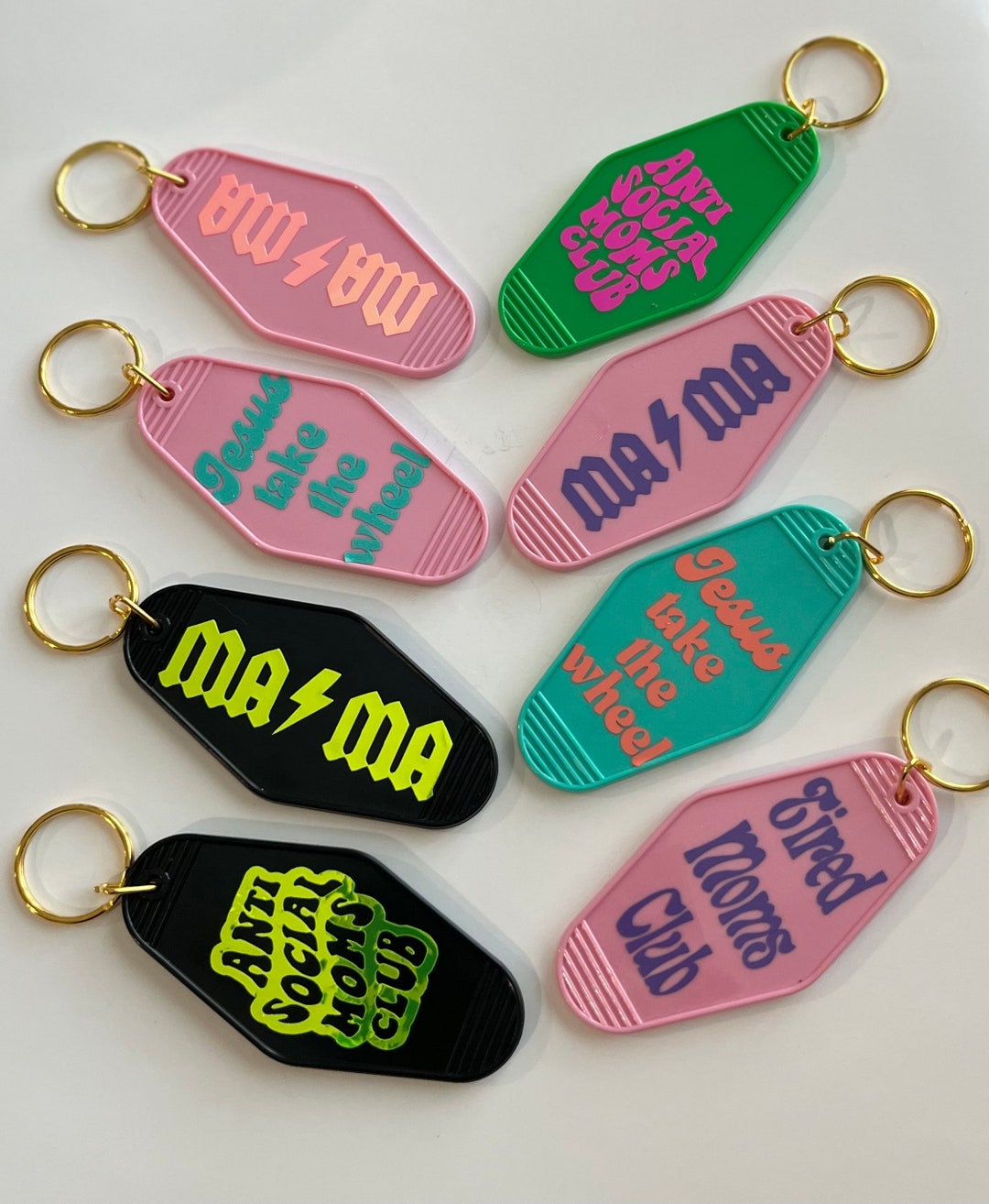 Retro Motel Keychain, Personalized Keychain, Hotel Keychain, Colorful ...