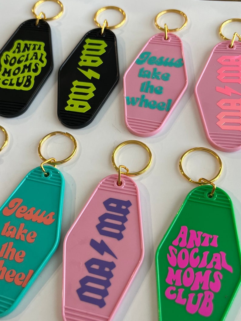 Retro Motel Keychain, Personalized Keychain, Hotel Keychain, Colorful ...