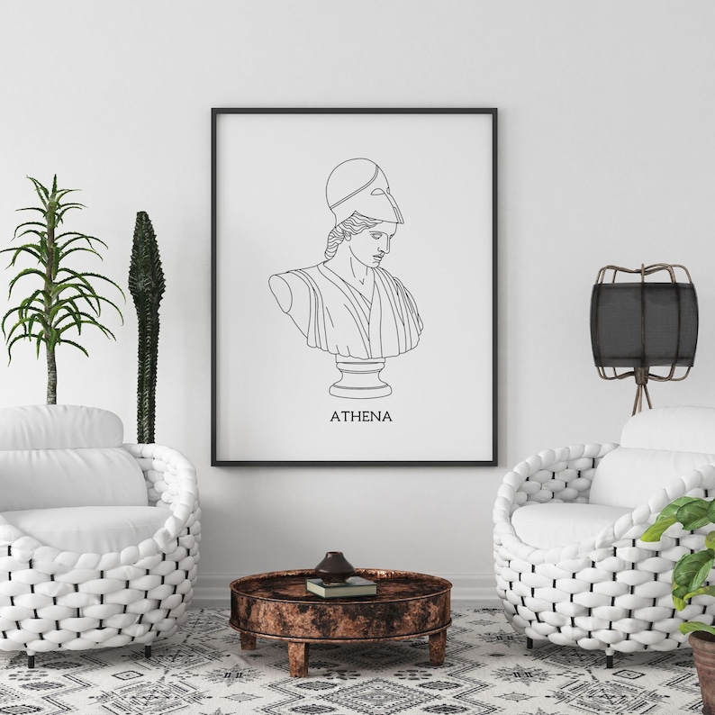 Olympian Goddess Athena,ancient Greek Goddess,line Art Busts of ...