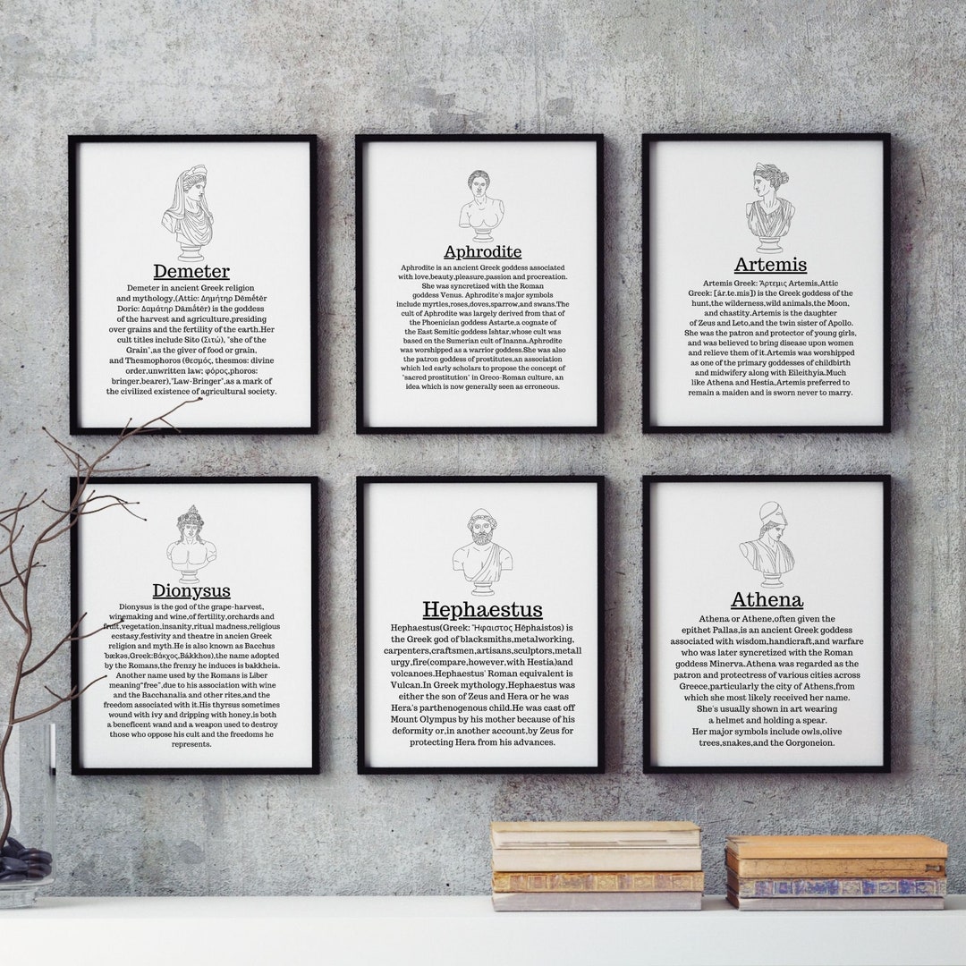 12 Olympians,12 Ancient Greek Gods,set of 12 Prints,greek Mythology ...