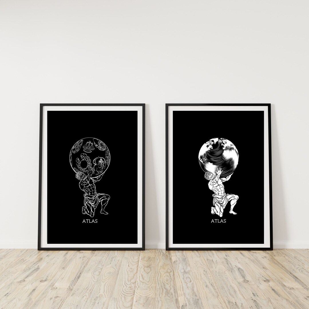 Atlas Print,greek Mythology,greek Art Decor,ancient Greece,greek Titans ...