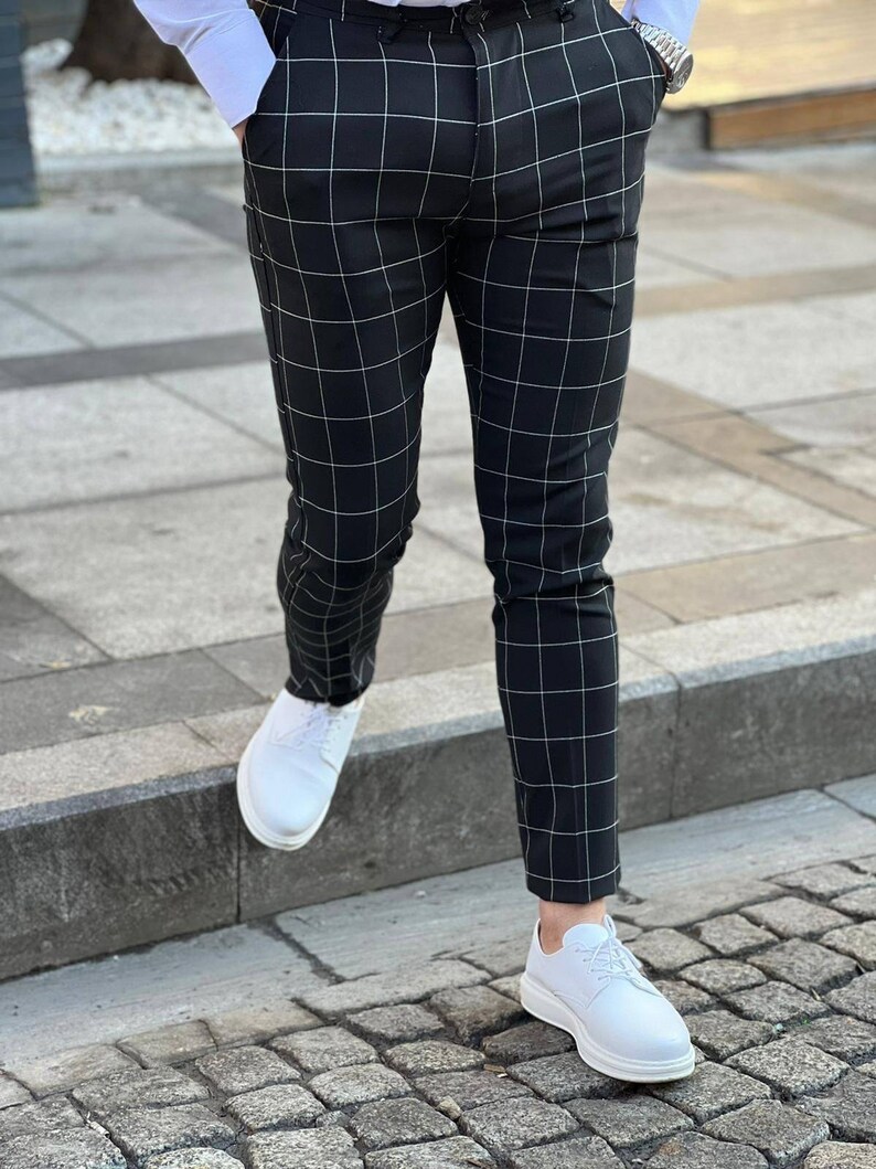 Plaid Men Fancy Pants Shipping From TEXAS. Gentlemen Pants - Etsy