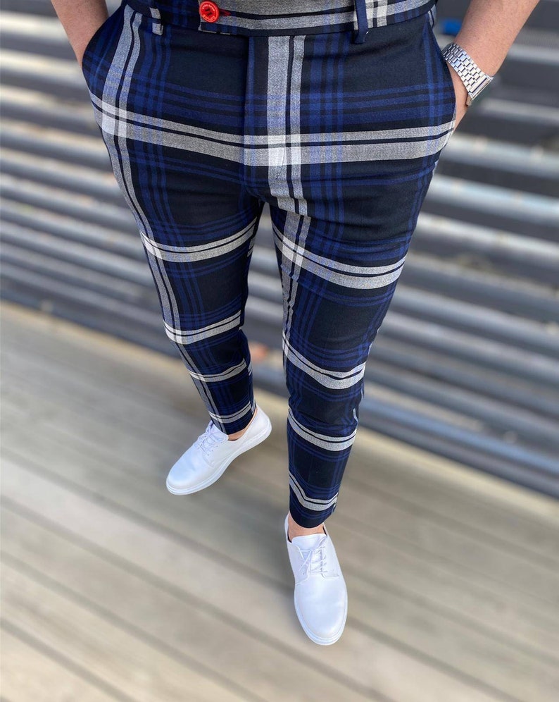 Plaid Men Fancy Pants Shipping From TEXAS. Gentlemen Pants - Etsy
