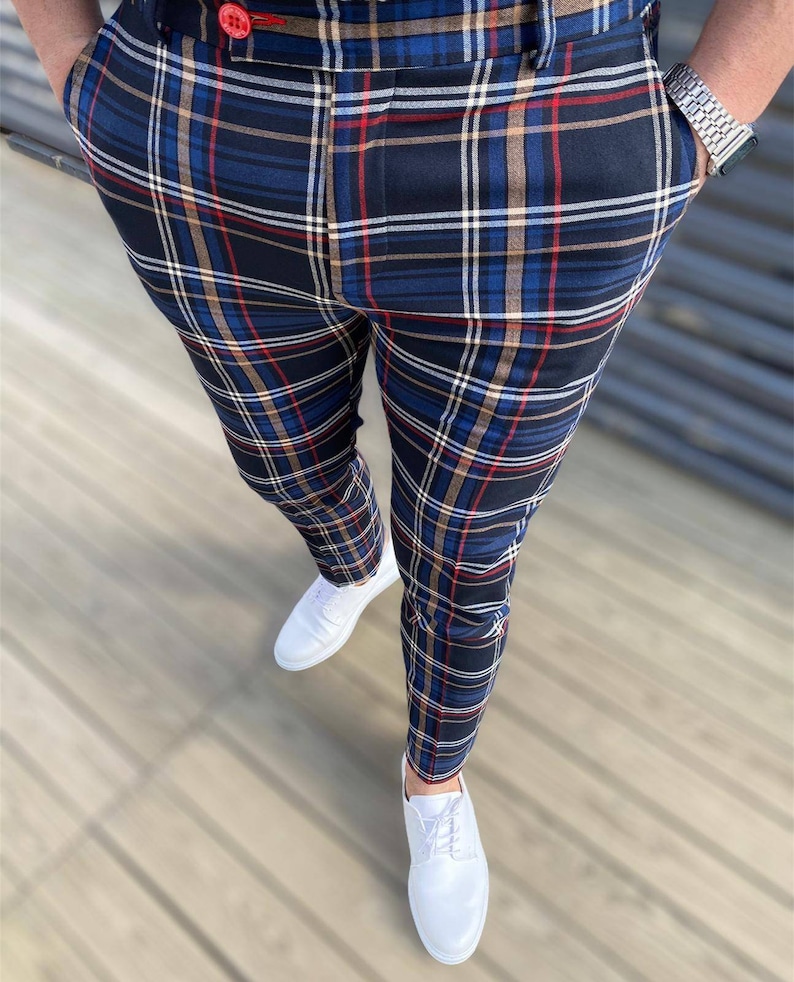 Men Plaid Fancy Pants Shipping From TEXAS. Gentlemen Pants - Etsy