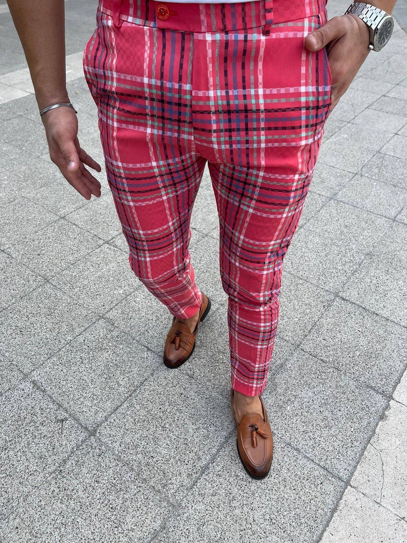 Men Plaid Fancy Pants Shipping From TEXAS. Gentlemen Pants - Etsy