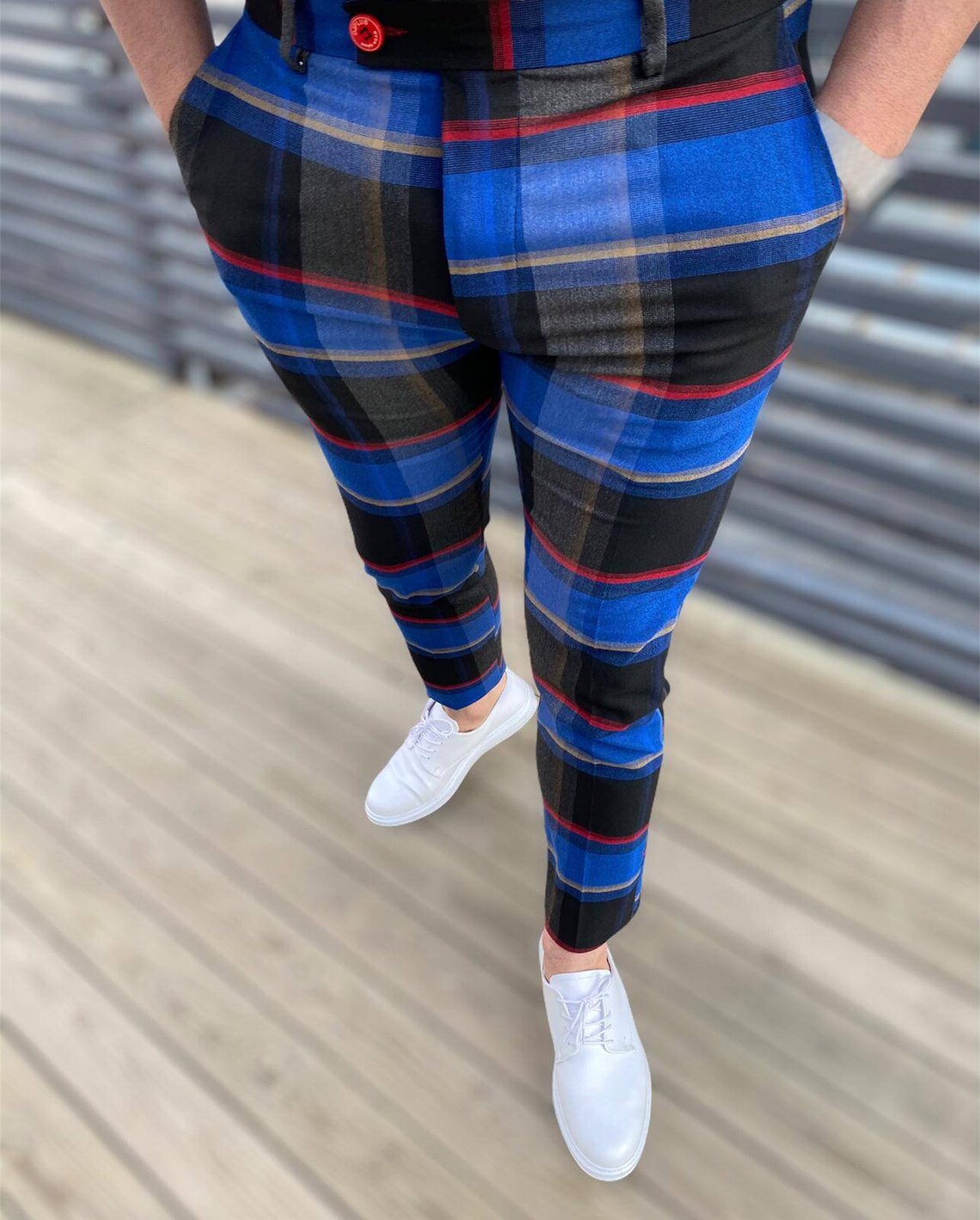 Plaid Men Fancy Pants Shipping From TEXAS. Gentlemen Pants - Etsy