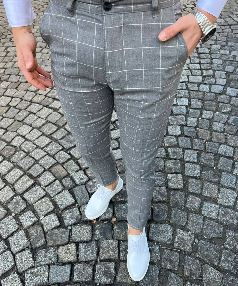 Plaid Men Fancy Pants Shipping From TEXAS. Gentlemen Pants - Etsy