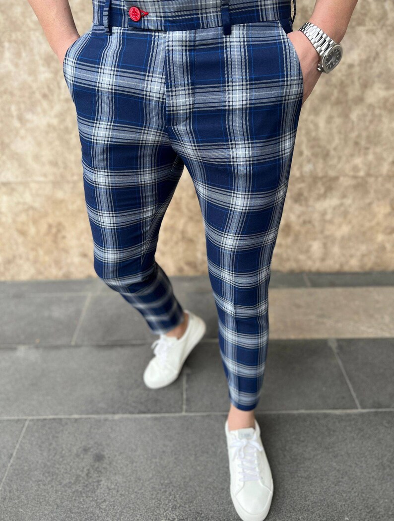 Men Plaid Fancy Pants Shipping From TEXAS. Gentlemen Pants - Etsy