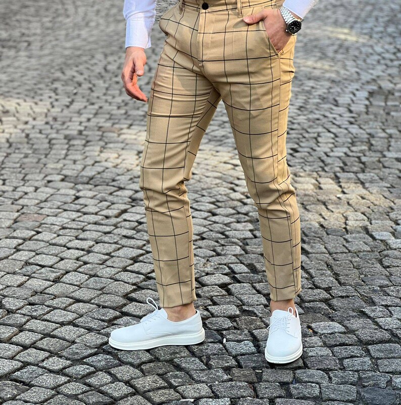 Plaid Men Fancy Pants Shipping From TEXAS. Gentlemen Pants - Etsy