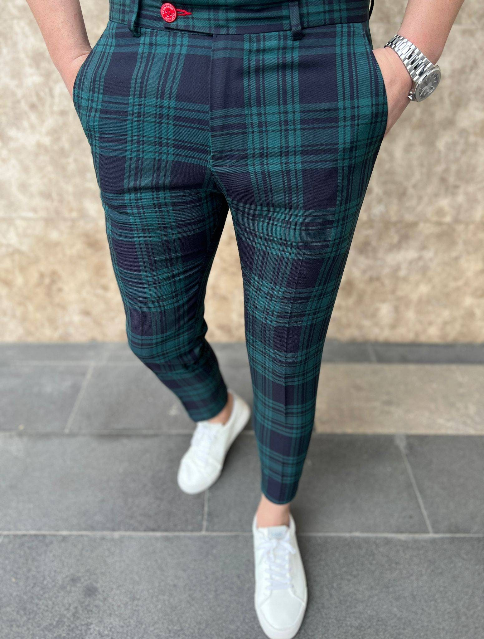 Men Plaid Fancy Pants, Shipping From TEXAS. Gentlemen Pants, Tartan ...