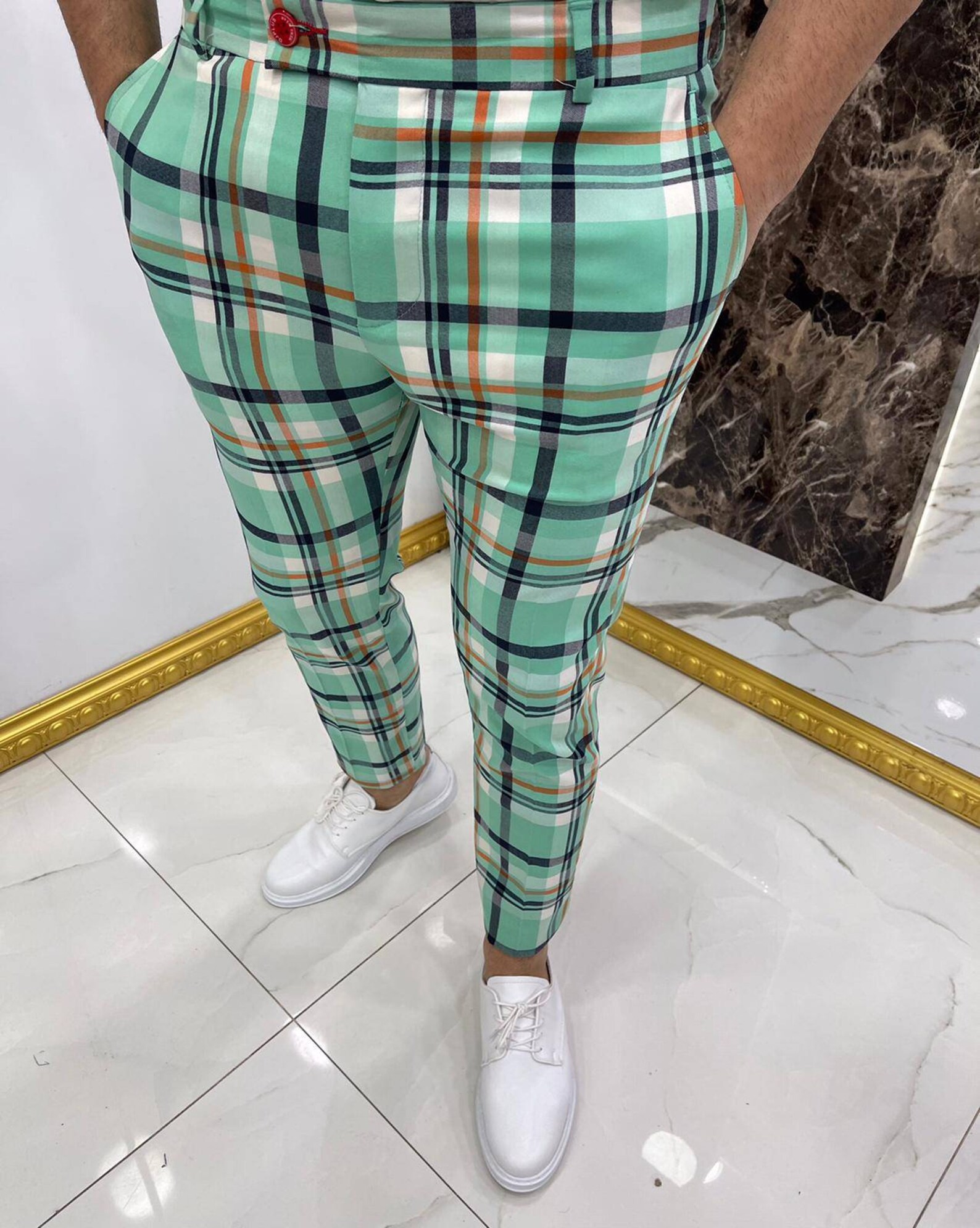 Men Plaid Fancy Pants, Shipping From TEXAS. Gentlemen Pants, Tartan ...