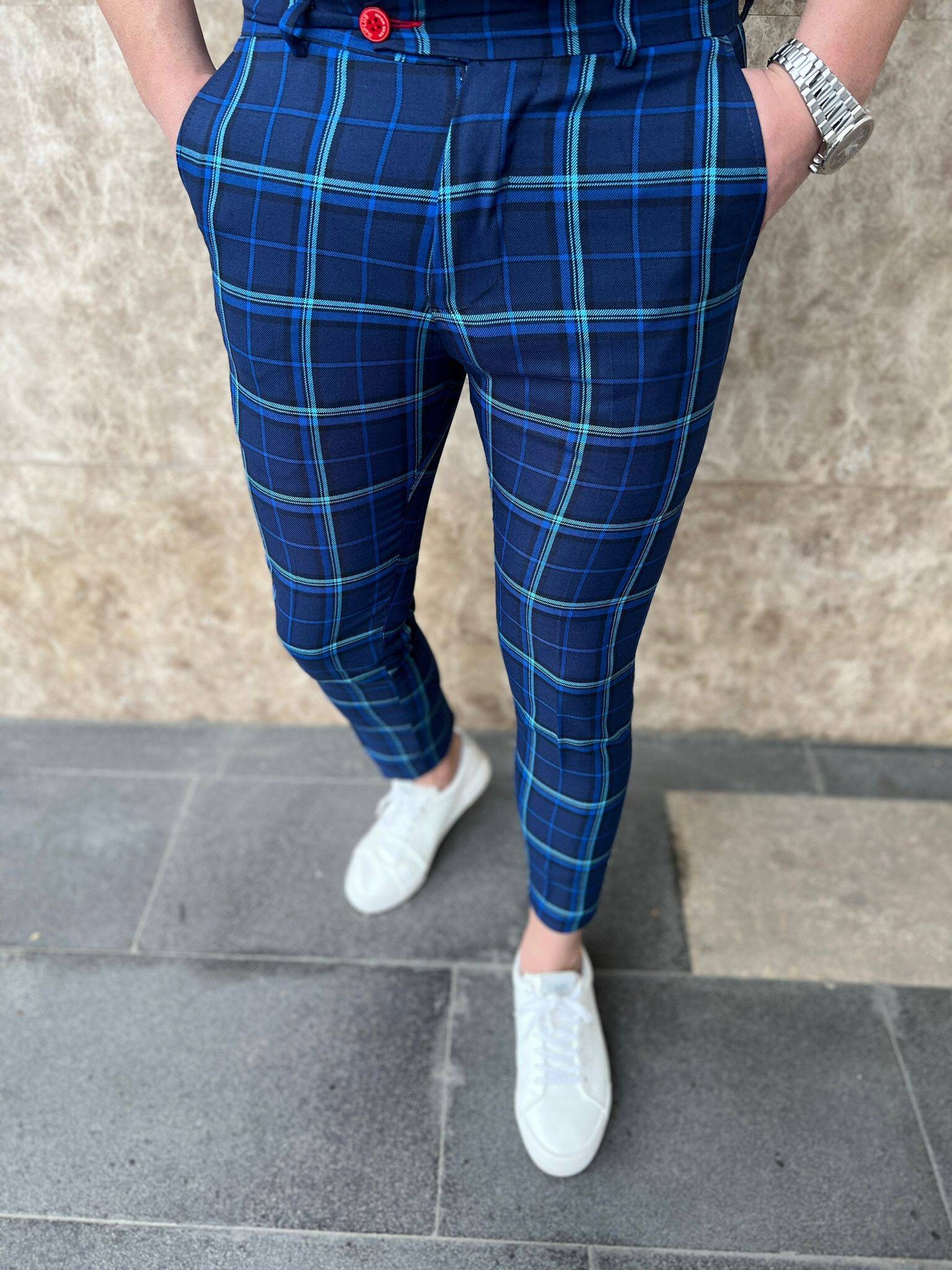 Men Plaid Fancy Pants, Shipping From TEXAS. Gentlemen Pants, Tartan ...