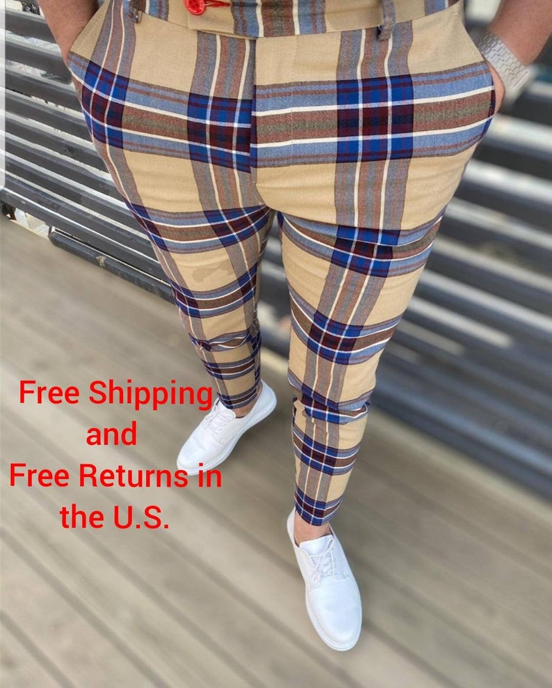 Men Fancy Pants, Shipping From TEXAS. Gentlemen Pants, Tartan Pants ...