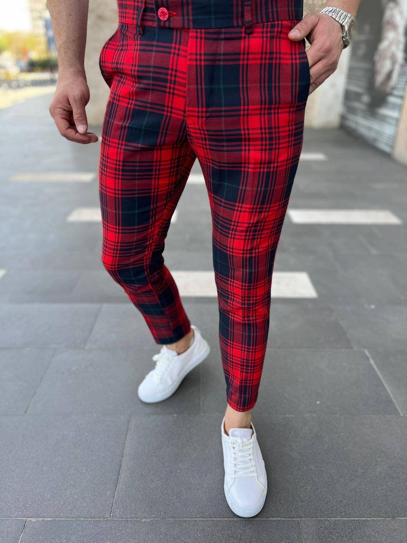 Men Plaid Fancy Pants Shipping From TEXAS. Gentlemen Pants - Etsy
