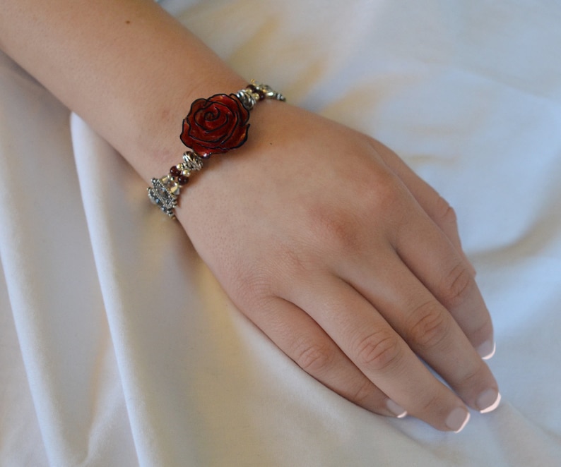 Bold Red Rose Bracelet – Custom Fitted - Etsy