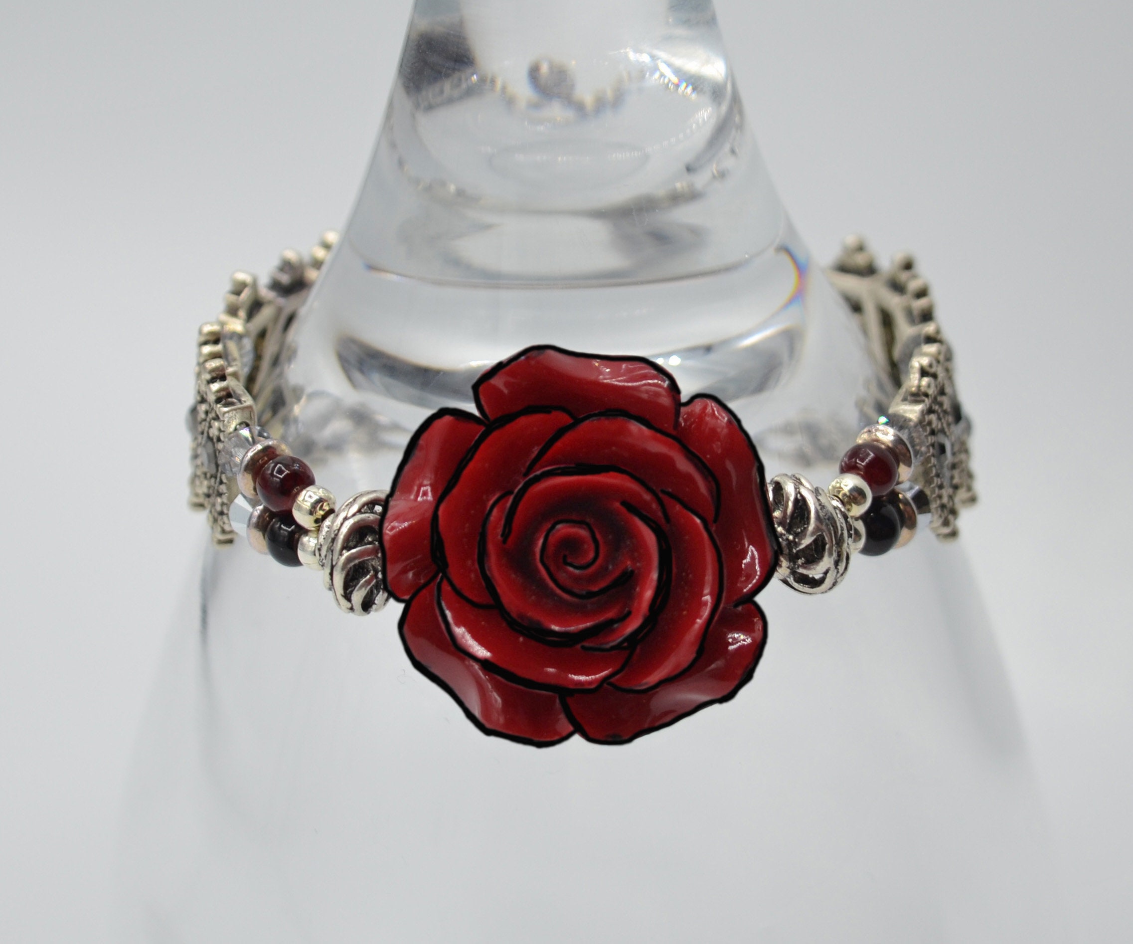 Bold Red Rose Bracelet – Custom Fitted - Etsy