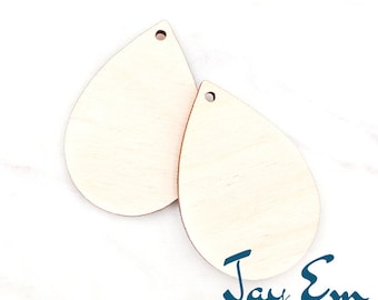 10 Pieces DIY Unfinished Laser Cut Natural Wood Earrings Blanks Wood ...