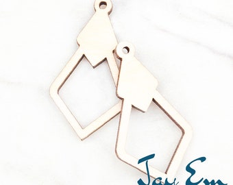 10 Pieces DIY Unfinished Laser Cut Natural Wood Earrings Blanks Wood ...