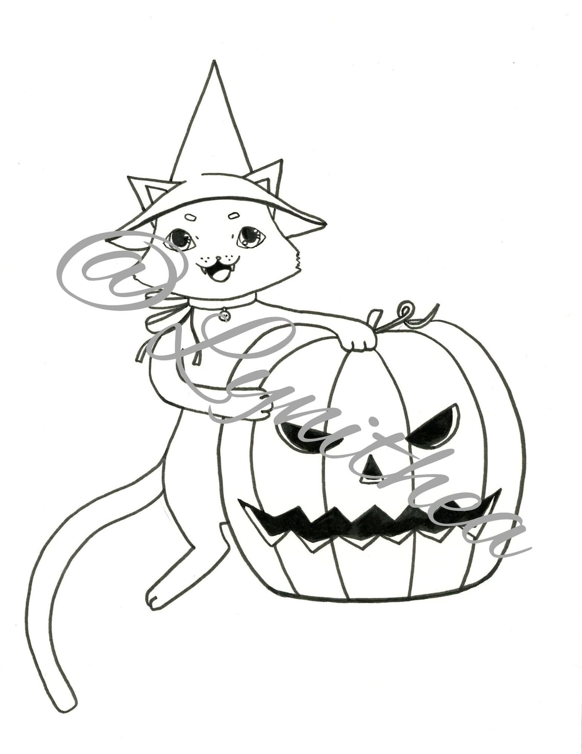 Cat Witch Coloring Page - Printable Coloring Page - All Ages Coloring ...