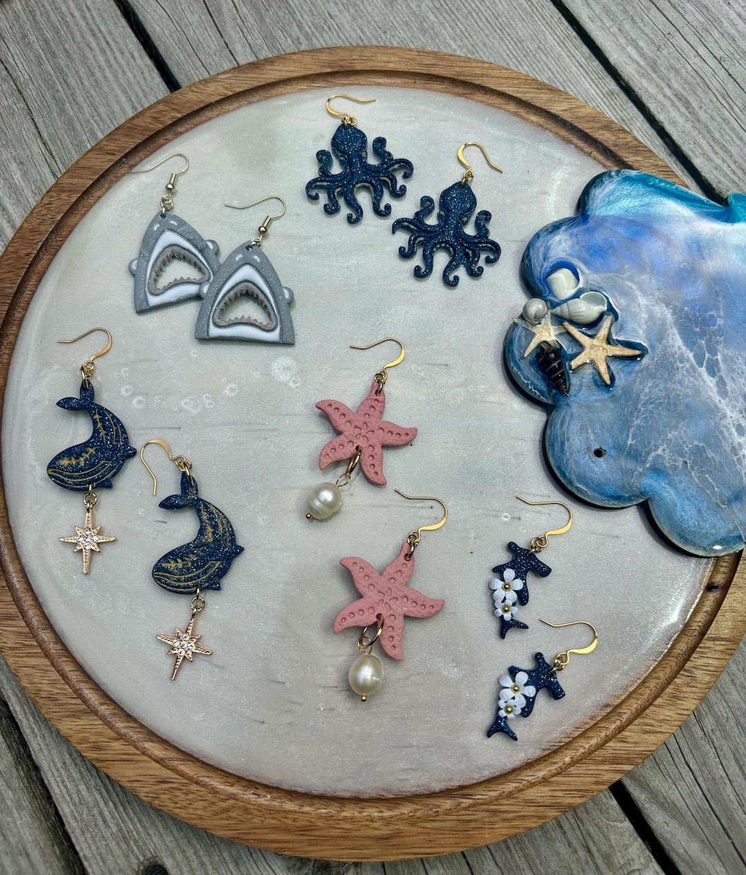 Celestial Beach Earring Collection: Handmade Polymer Clay Ocean ...